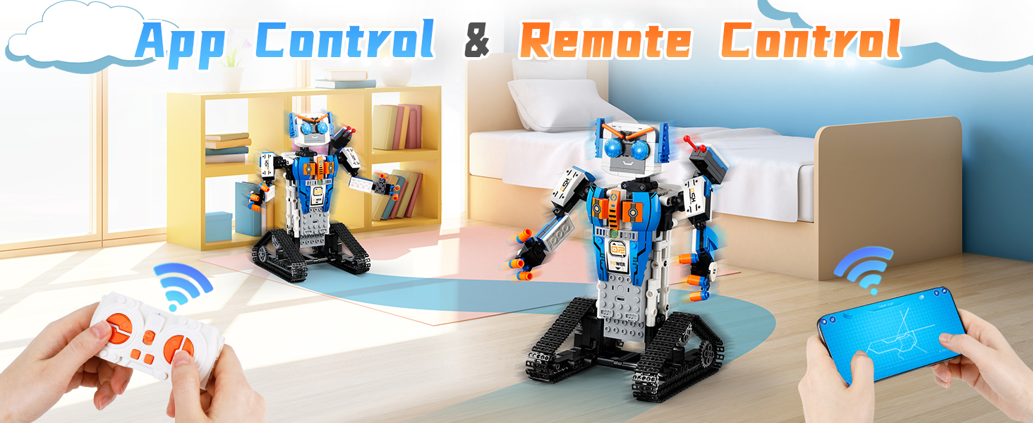 Amazon.com: STEM Robot Building Kit, App & Remote Control Robot ...
