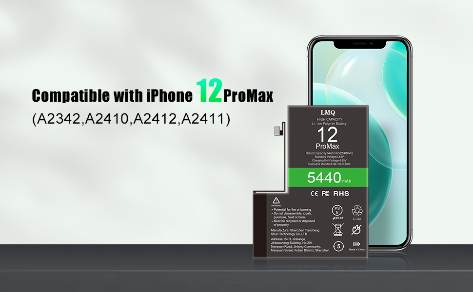 Amazon.com: LMQ 5440mAh Super Capacity Battery Compatible with iPhone 12 Pro Max, 0 Cycle Li ...