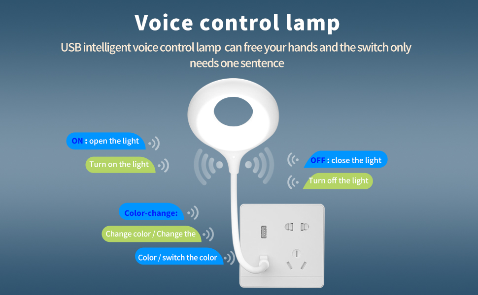 Marspeeder USB Reading Light Voice Control Lamp Voice Activated Lamp ...