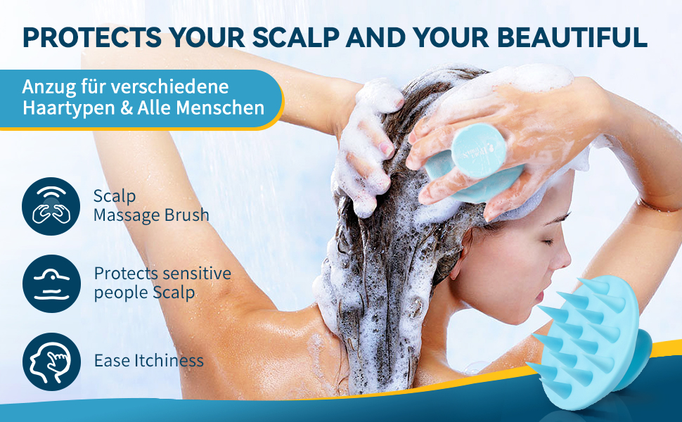 Amazon.com: BEAUTLOHAS. Soft Silicone Head Scalp Massager Hair Shampoo Brush, Silicon Hair ...