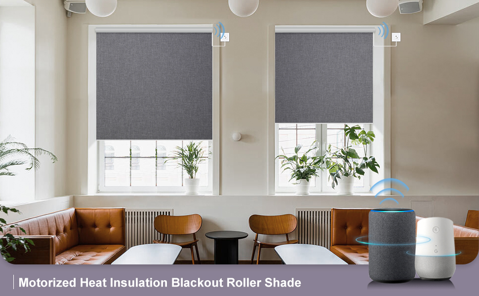 Amazon.com: Graywind Motorized Shades 100% Blackout Compatible with Alexa Google WiFi Smart ...