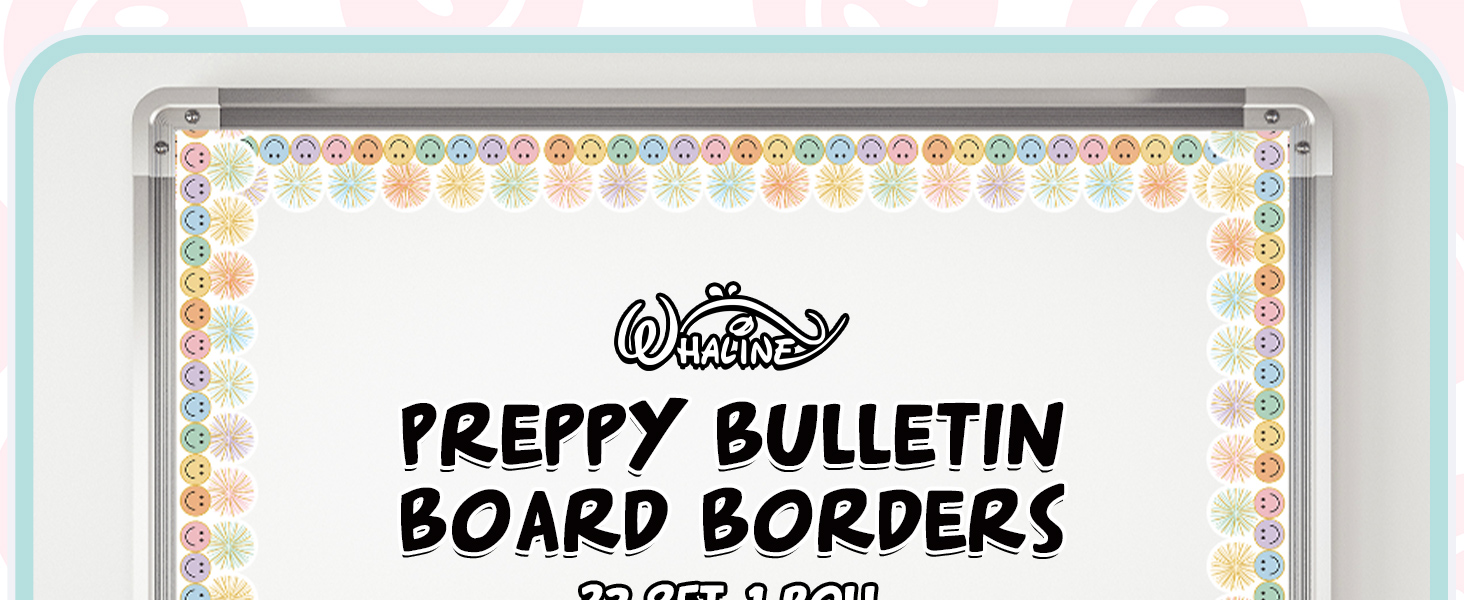 Amazon.com: Whaline 32.8ft Preppy Pastel Smile Face Bulletin Board ...