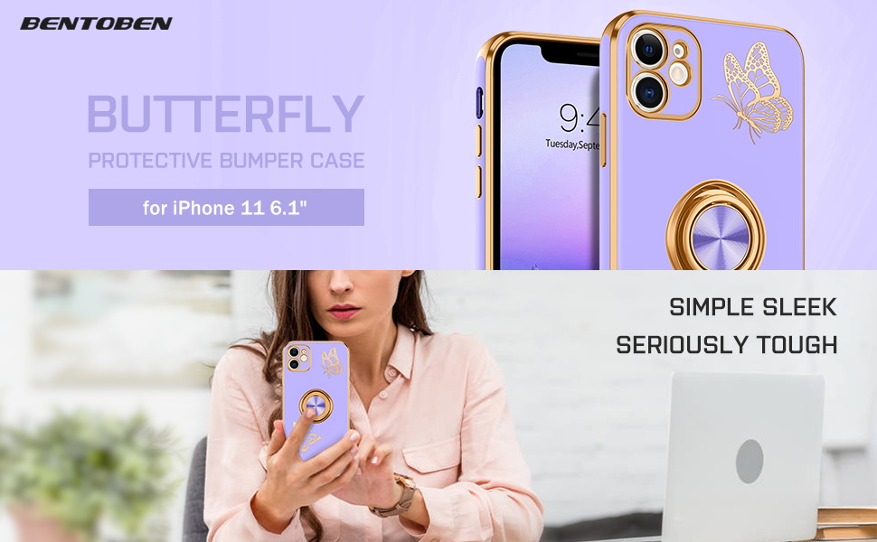 Amazon.com: BENTOBEN for iPhone 11 Case, Phone Case iPhone 11, Slim Fit Cute Butterfly Design ...