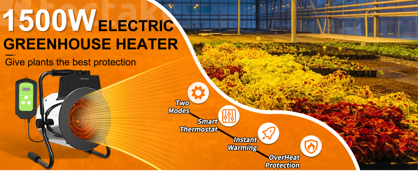 Amazon.com: tectake Greenhouse Heater with Digital Thermostat, 1500W ...