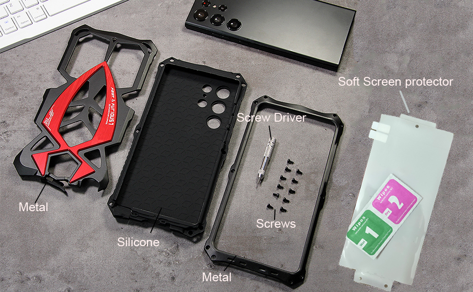 Lunivop for Samsung Galaxy S23 Ultra Case Metal Hard Phone Case Cover Case para Screw with ...