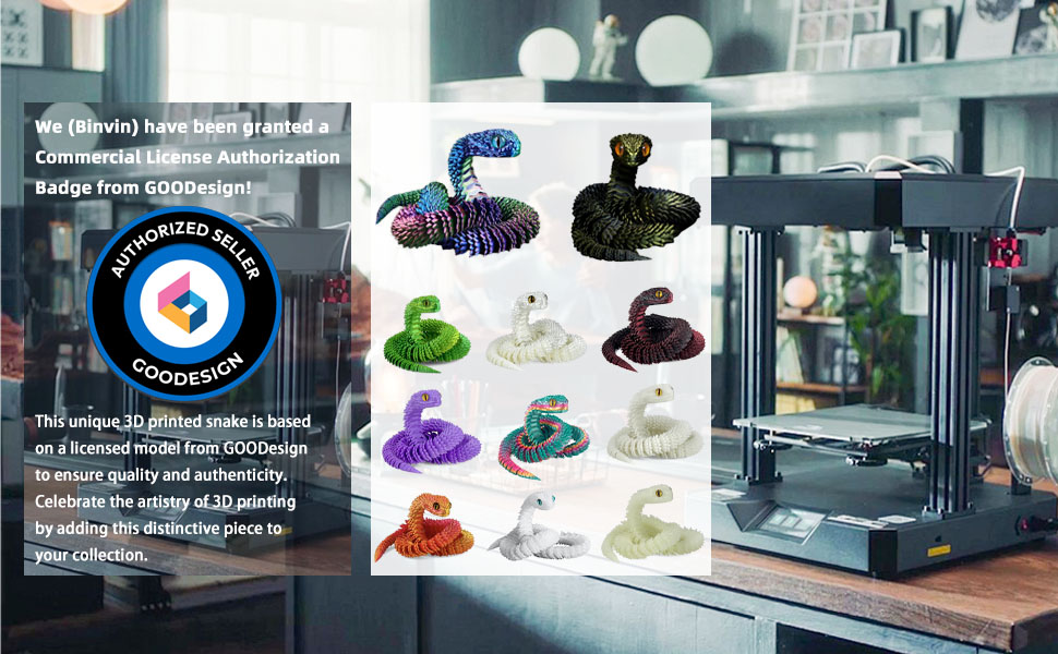 Amazon.com: Binvin 3D Printed Animals-Snake Viper,3D Printed Snake Toys ...