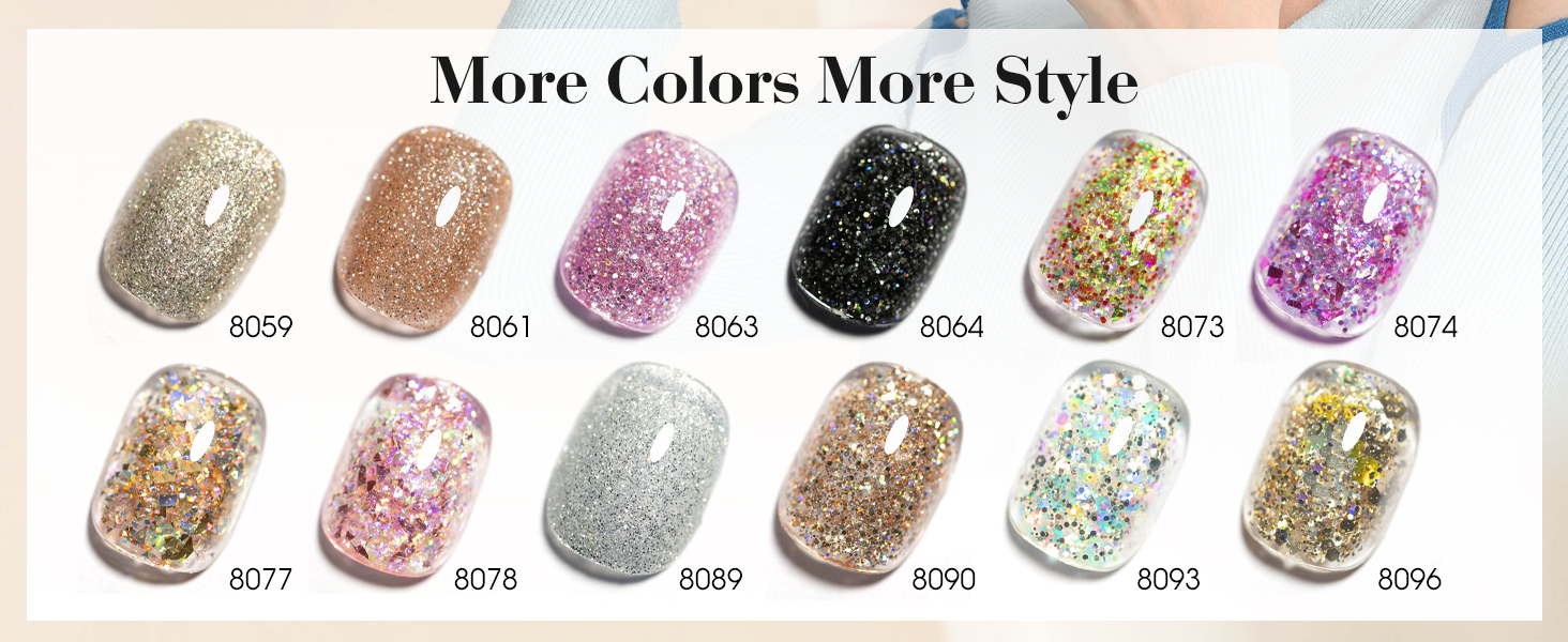 Amazon.com: CANNI Glitter Gel Nail Polish 1pcs 9ml Nail Gel Stone Color Glitter Nail Polish Soak ...