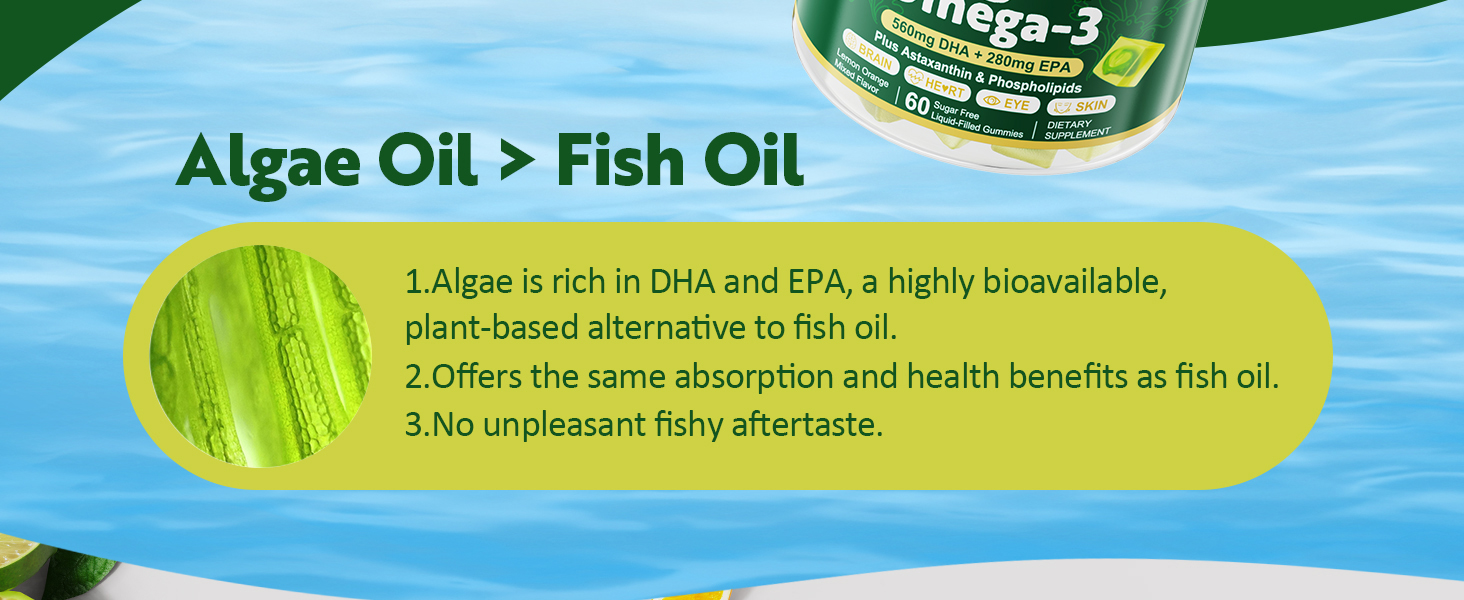 Amazon.com: Vegan Omega 3 Gummies 1000mg + Astaxanthin, Phospholipids, DHA 560mg & EPA 280mg ...