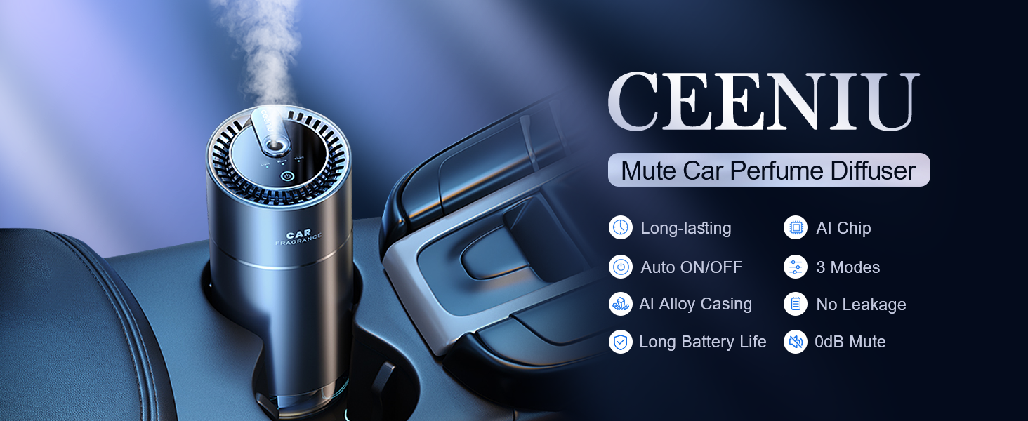 Ceeniu Smart Car Air Fresheners, Ultrasonic Atomizer, Adjustable Concentration, Auto On/Off ...