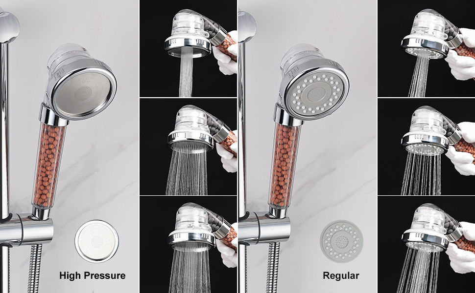 Ibergrif M22025,Pommeau de Douche 3 Modes, Système de Filtration à Trois Étages pour Pommeau de ...