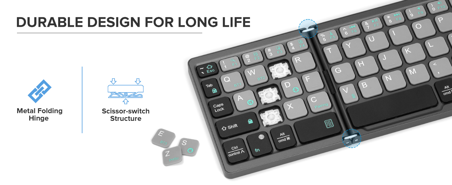 Delux Foldable Keyboard Bluetooth With 2 In 1 Touchpad Tri Fold Portable Folding Keyboard