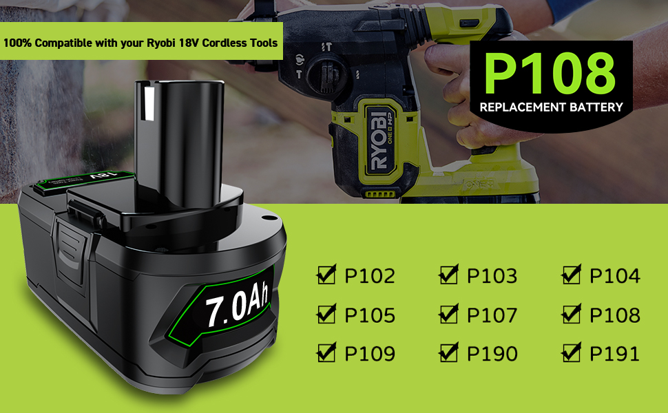 Amazon.com: BATTOOL Upgraded 7.0Ah Replacement for Ryobi 18V Battery and Charger Combo ...