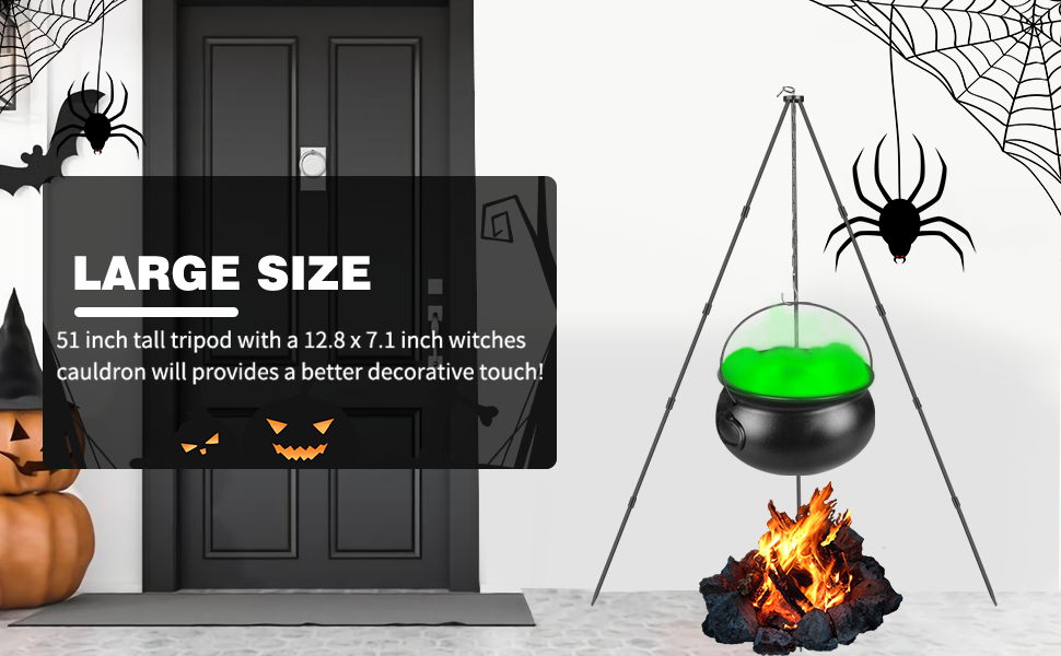 Amazon.com : Halloween Decorations Outdoor, Large Witches Cauldron on Tripod with Lights String ...