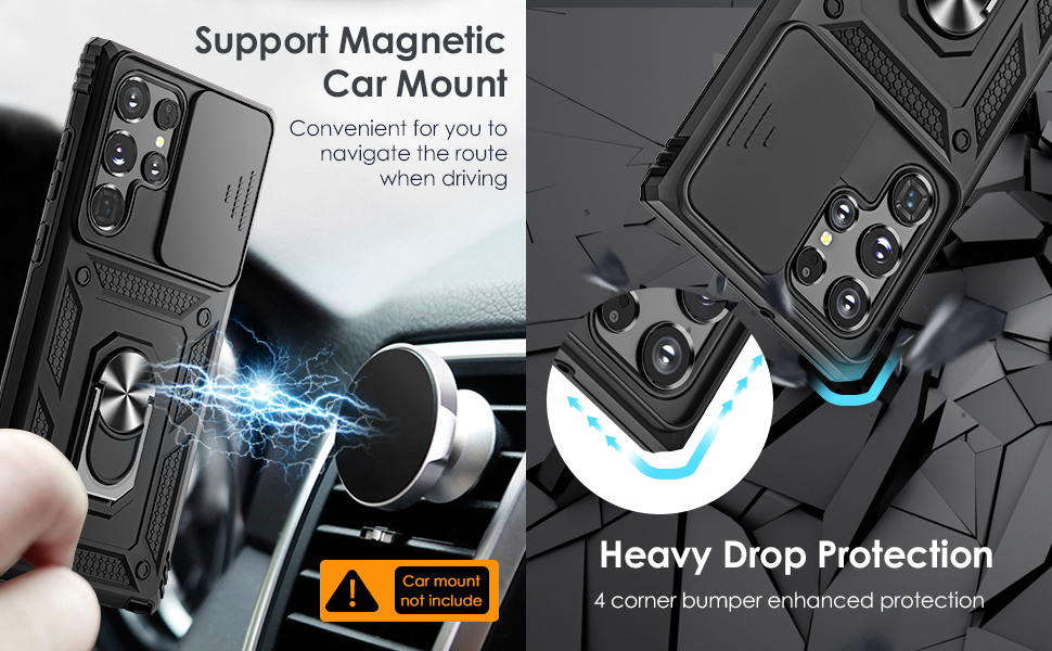 Fewdew for S23 Ultra Case, Galaxy S23 Ultra Case with Slide Camera Cover & 360° Rotating ...