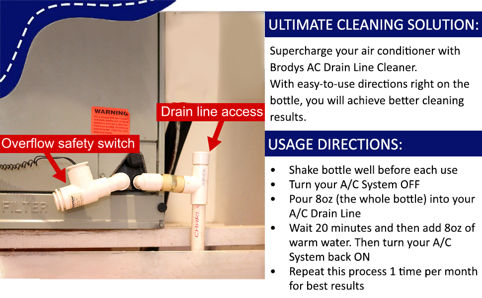 Amazon.com: Brodys - A/C HVAC Drain Line Cleaner, 8oz Bottle, (Great to use at home, in the ...