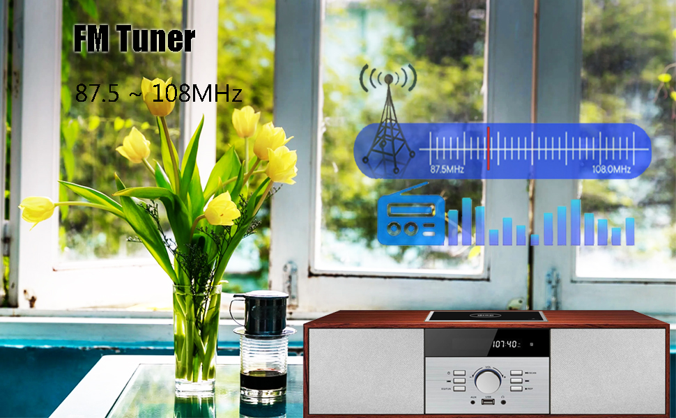 WISCENT Bluetooth Vintage Style Retro Look Micro Audio Streaming CD ...