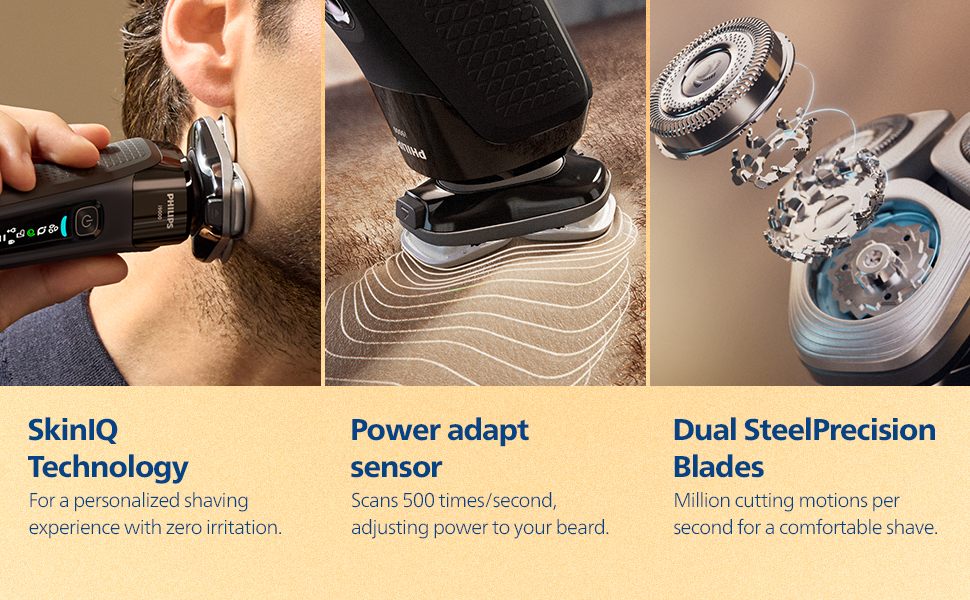 PHILIPS Electric Shaver For Men|Wet&Dry Electric Shaver With Skiniq| Technology|Dual ...