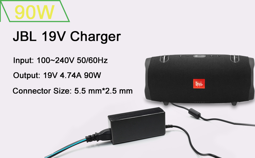 Amazon.com: Cargador JBL de 19 V 90 W, para altavoz Bluetooth portátil JBL Boombox (negro, azul ...