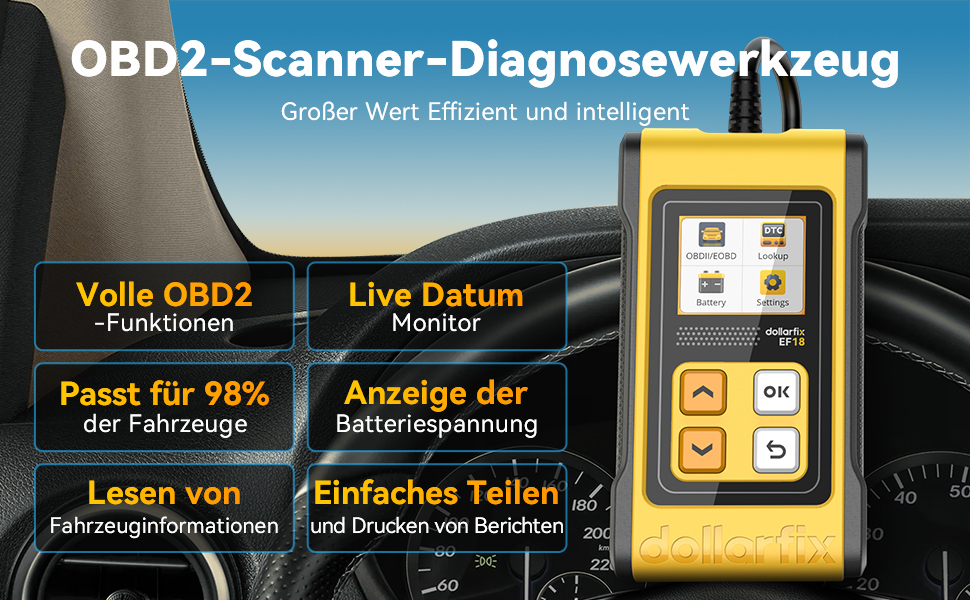 dollarfix OBD2 Scanner OBD2 Diagnosegerät, Diagnosegerät Auto für alle ...