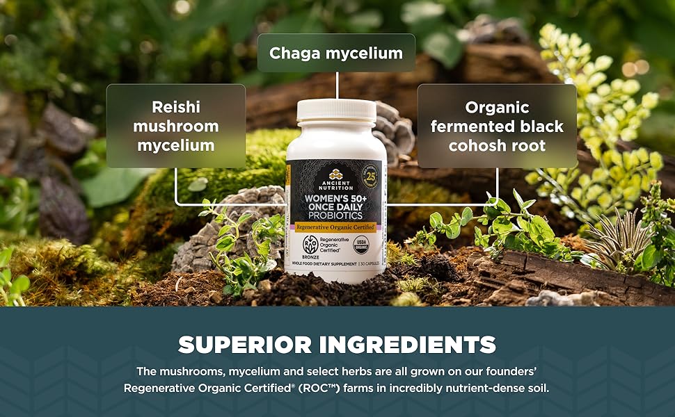 Amazon.com: Ancient Nutrition Regenerative Organic Certified Probiotics for Women 50 ...