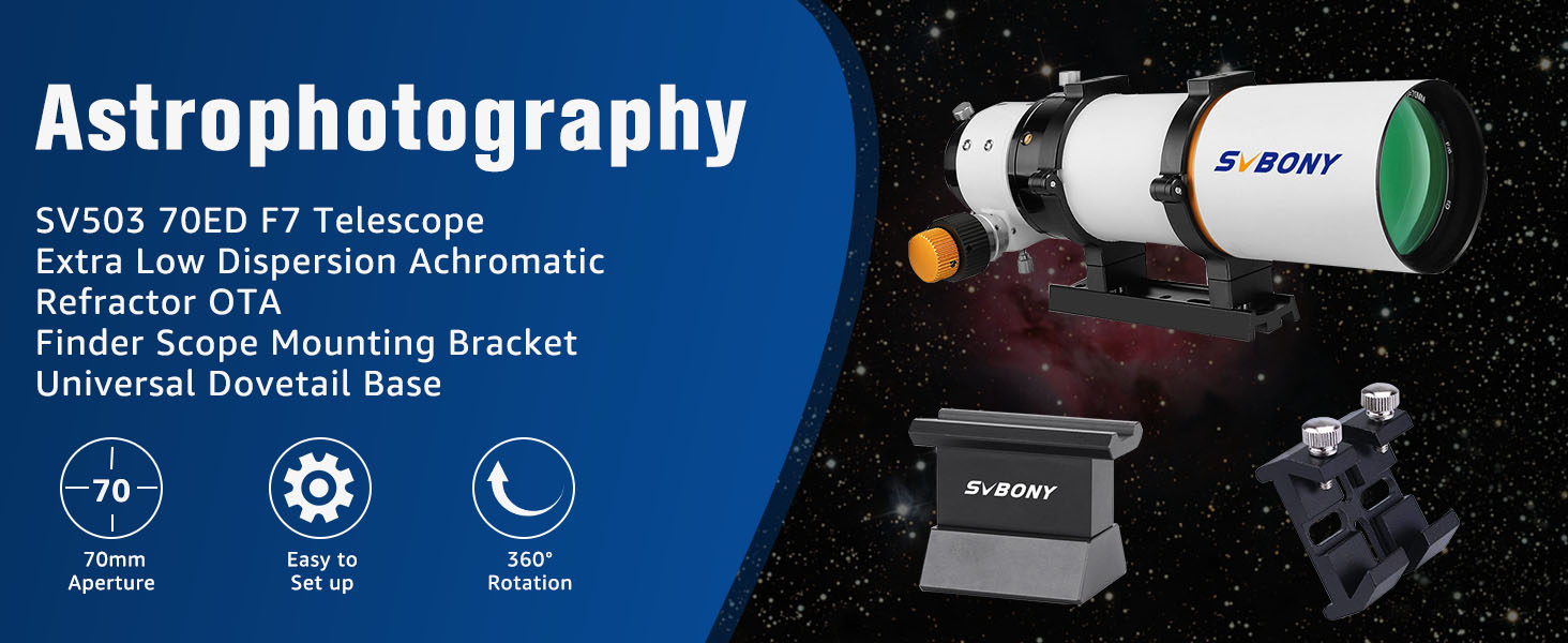 Amazon.com : SVBONY SV503 Telescope, 70ED F6 Extra Low Dispersion Refractor OTA, Bundle with ...