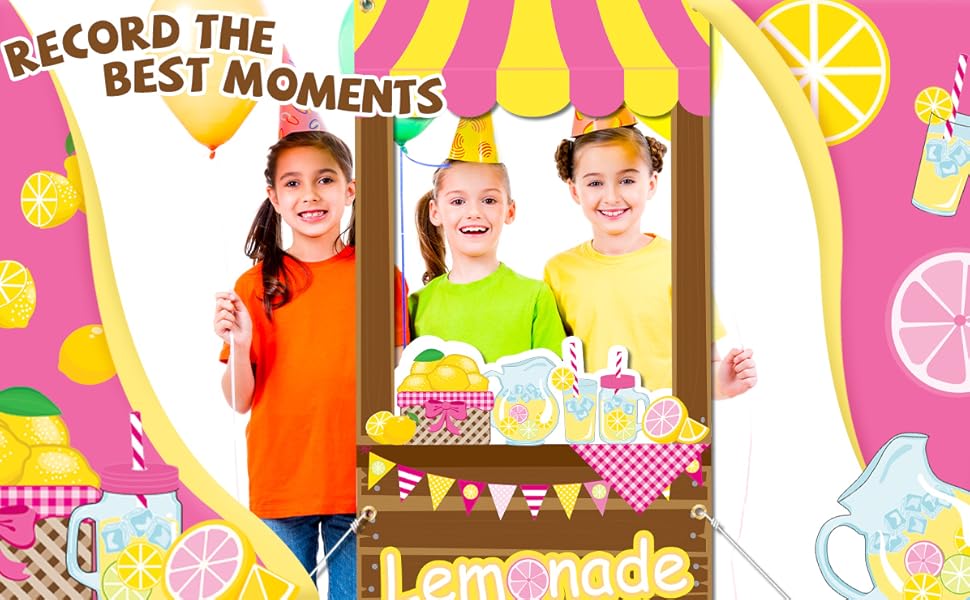 Amazon.com: Lemonade Stand Decorations Photo Banner, Pink Lemonade Party Decorations Photo Booth ...