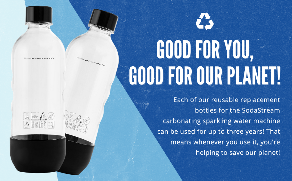 Amazon.com: Replacement Bottle for sodastream Carbonating Sparkling Water Machine 1 Liter (2 ...