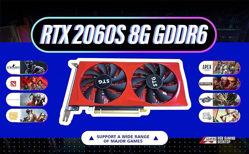 STGsivir Gaming PC, GeForce RTX 2060 Super 8GB, Core i5-10400F 4.3GHz ...