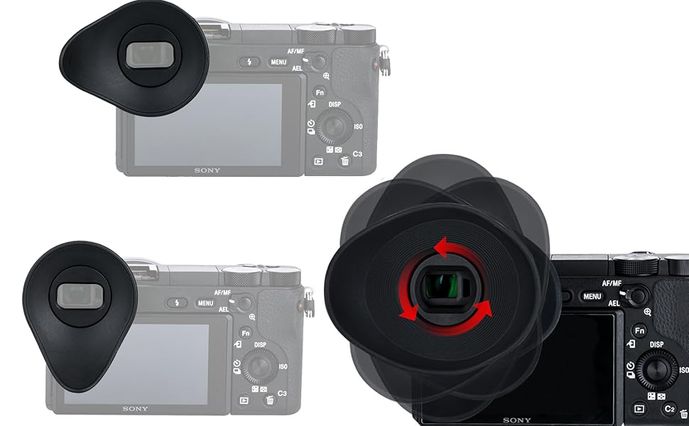 Amazon.com : JJC ES-A6500 Large Eyecup Eyepiece for a6500 a6400 a6600, Ergonomic Oval Shape Soft ...