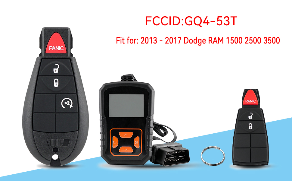 Amazon.com: GQ4-53T Car Remote Key Fob Replacement Kit for Dodge RAM ...