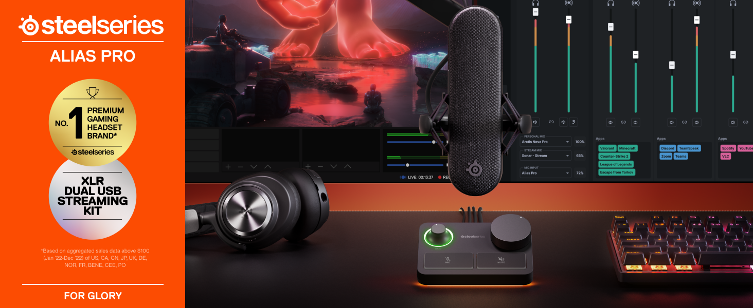 SteelSeries Alias Pro Kit - Broadcast-Quality XLR Mic & Mixer