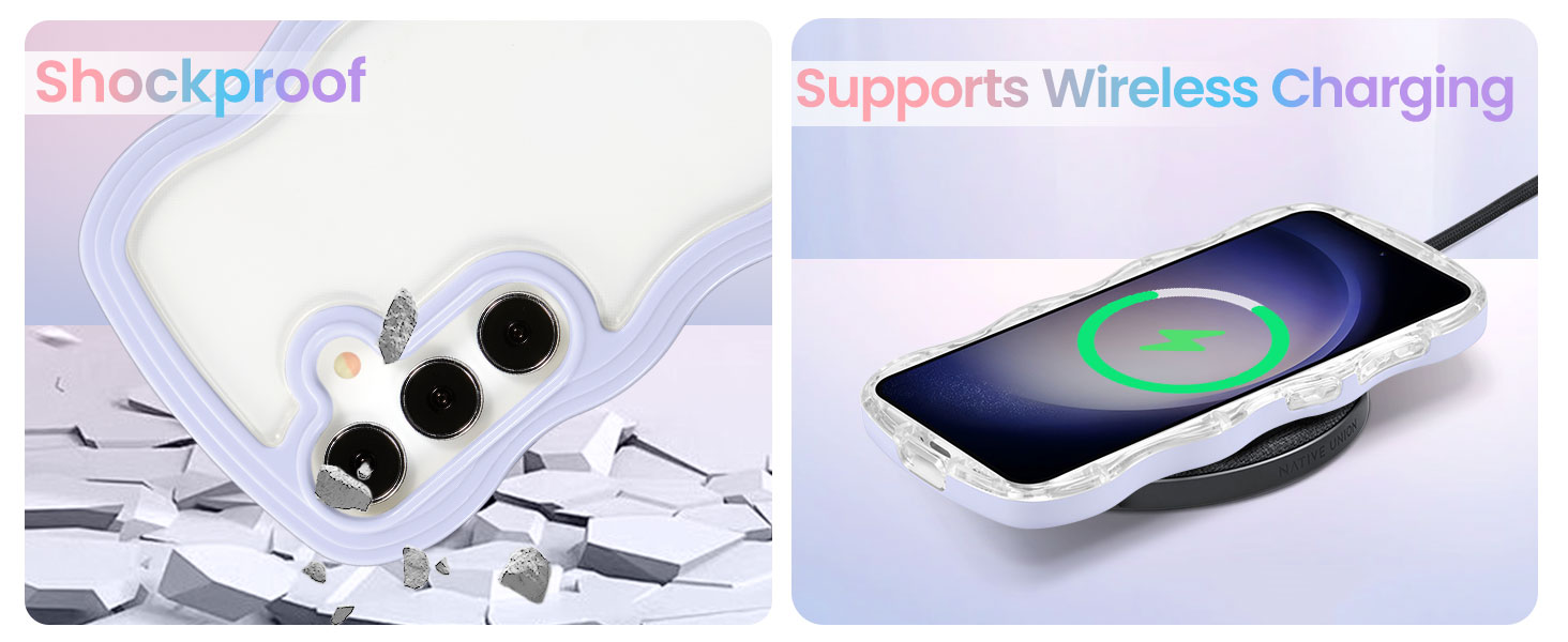 Amazon.com: UEEBAI Wave Frame Clear Case for Samsung Galaxy A15 4G/5G Curly Clear Phone Case ...