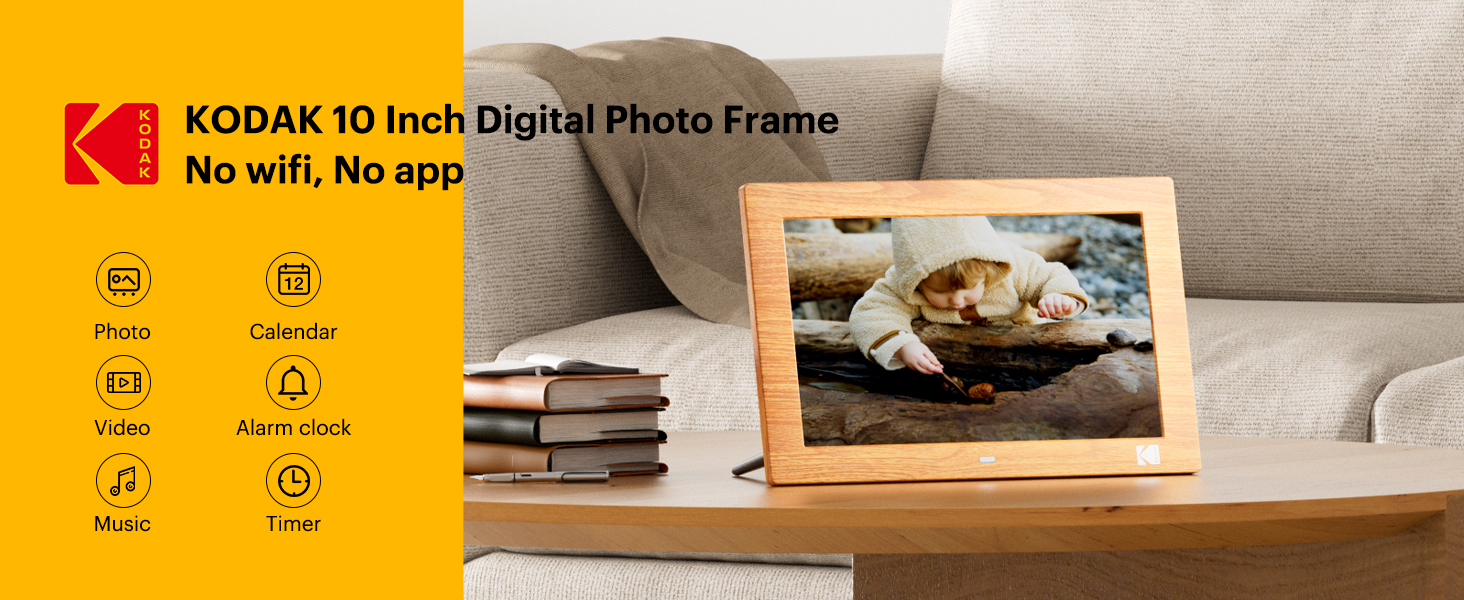 KODAK Digital Photo Frame 10 Inch, No WiFi Digital Picture Frame with Remote Control, Electronic ...