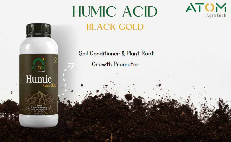 ATOM AGROTECH Humic Acid Liquid Growth Promoter,Root Growth Promoter for All Crops,Nurture The ...