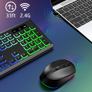 Amazon.com: Wireless Keyboard and Mouse, Light Up Silent Keys and Tilt ...