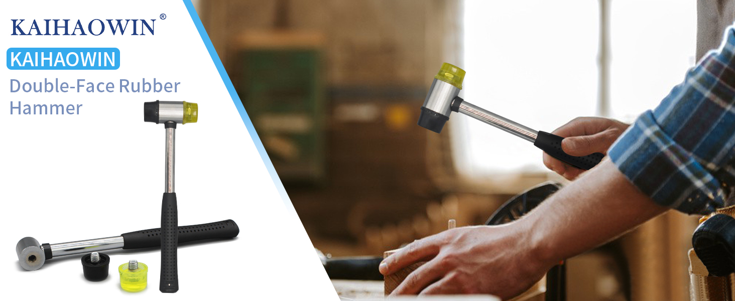 Rubber Hammer,KAIHAOWIN 25mm Small Rubber Mallet,Soft Mallet Hammer with Ergonomic Shaped Anti ...