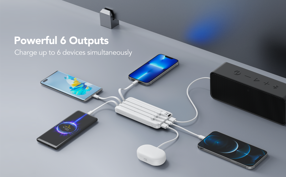 Charmast Power Bank with Built in Cables Portable Charger 10000mAh ...