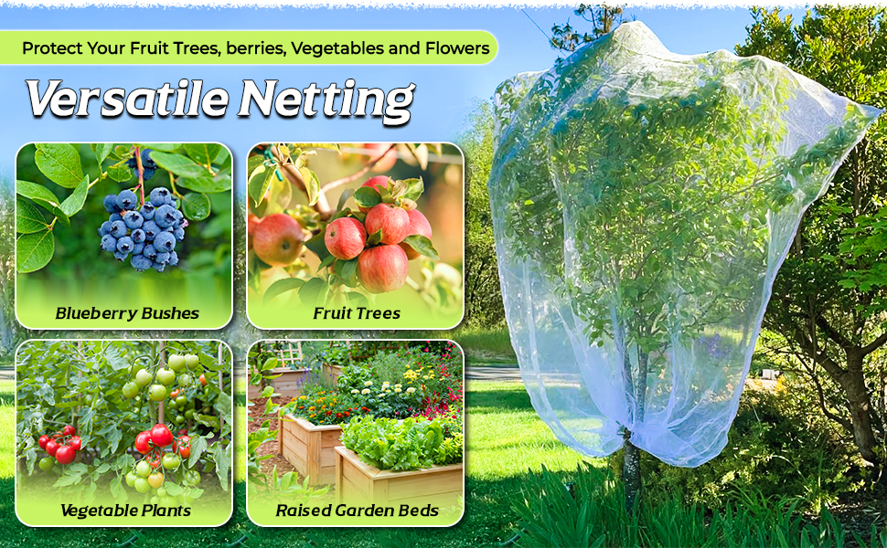 Amazon.com : 2 Pcs Fruit Tree Netting with Zipper & Drawstring, 6ft x 6ft Insect & Bird Netting ...