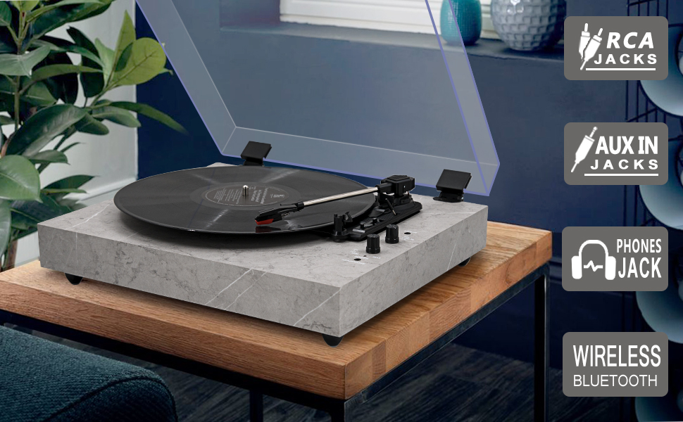 Amazon.com: Vintage 3-Speed Turntable Bluetooth Input Record Player ...