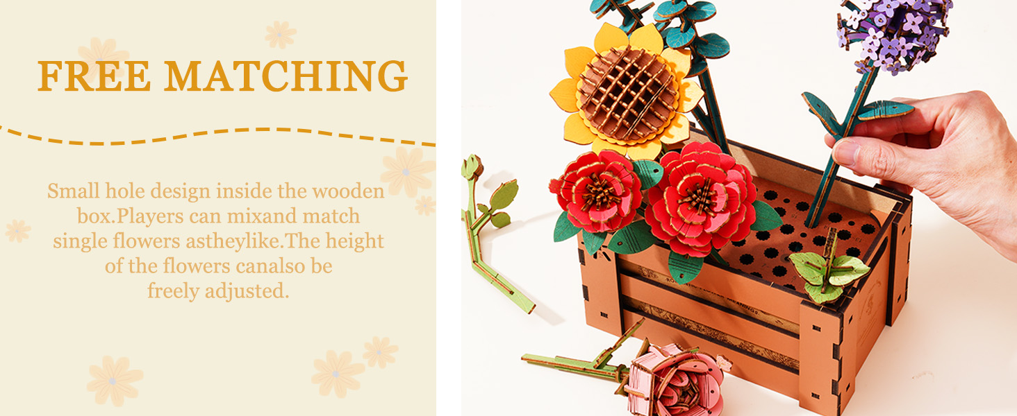 Amazon.com: rowood Artifical Flowers,Wooden Flower Building Set,Wedding Centerpieces for Tables ...