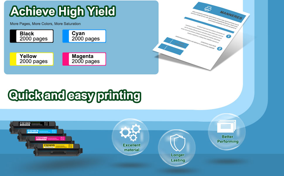 Amazon.com: C3210K0 C3210C0 C3210M0 C3210Y0 Toner Cartridges(5-Pack, 2BK/1C/1M/1Y) - MNRS ...