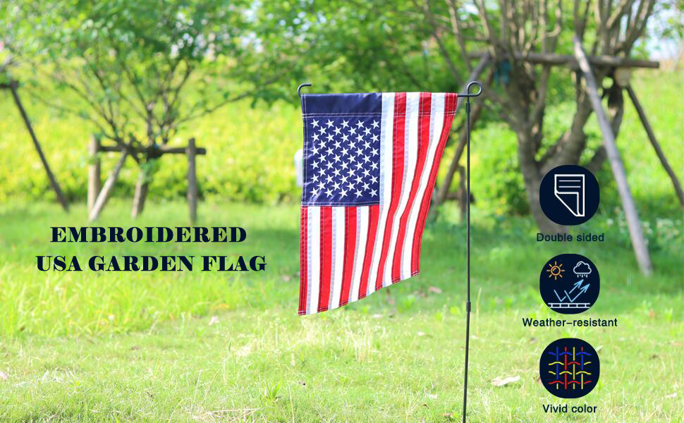 Amazon.com : American Flag Garden Flag Embroidered 12 x 18 Inch,Deluxe Embroidered Stars and ...