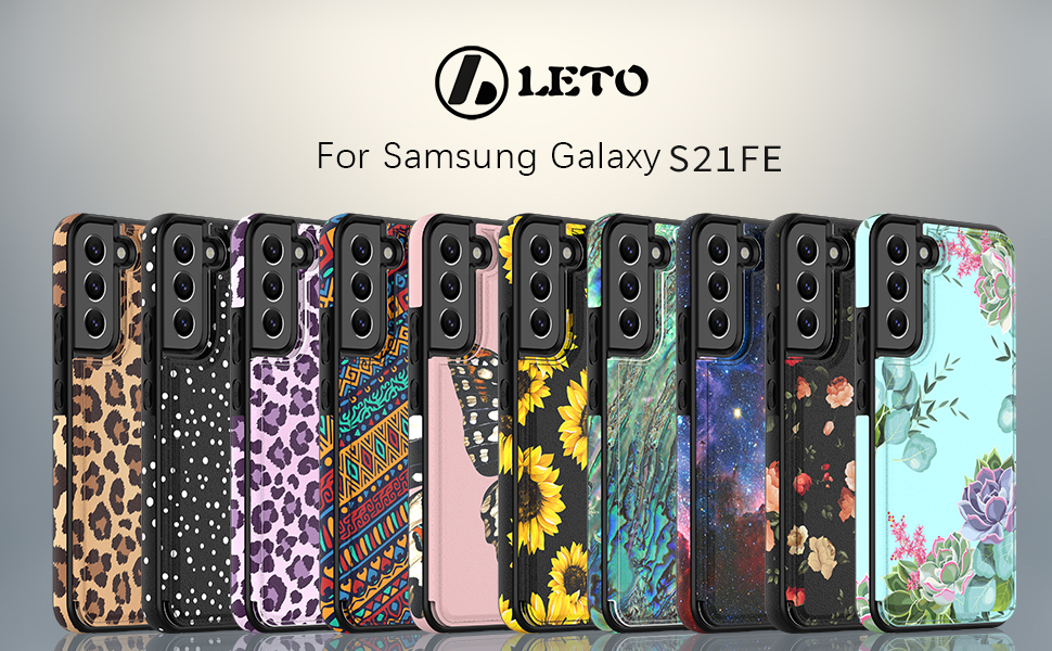 Amazon.com: LETO Galaxy S21 FE Case,Flip Folio Leather Wallet Case Cover with Fashion Flower ...