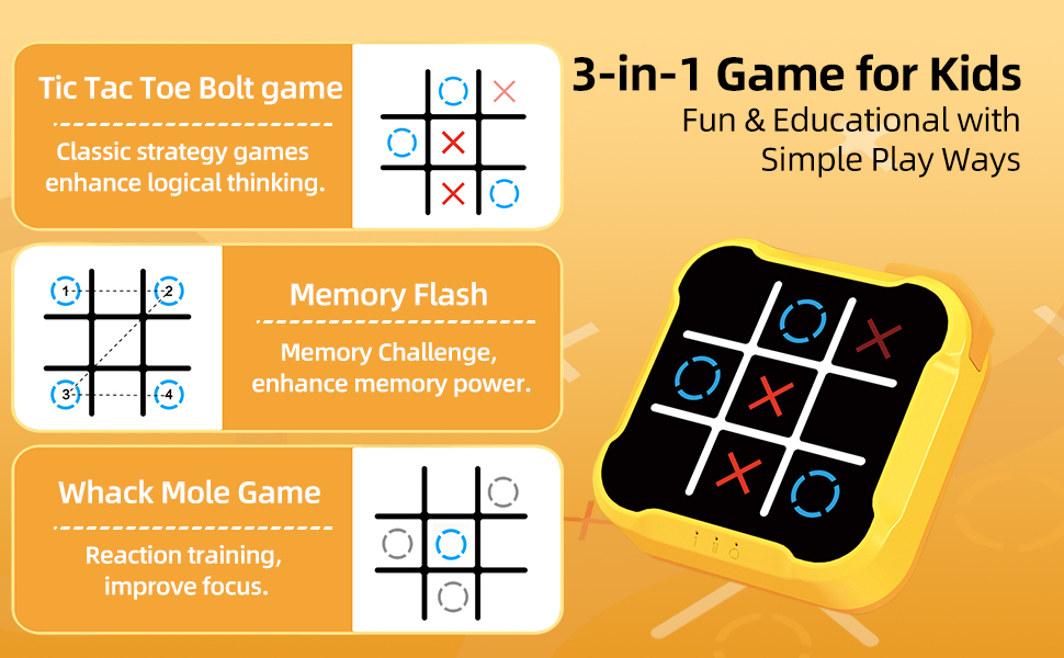 Amazon.com: TGHIJKK Electronic Tic Tac Toe Game: Puzzles Portable Games ...