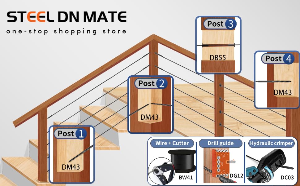 Steel DN Mate 100 Pack Black T316 Stainless Steel Left&Right Handed Thread Swage Lag Screws for ...