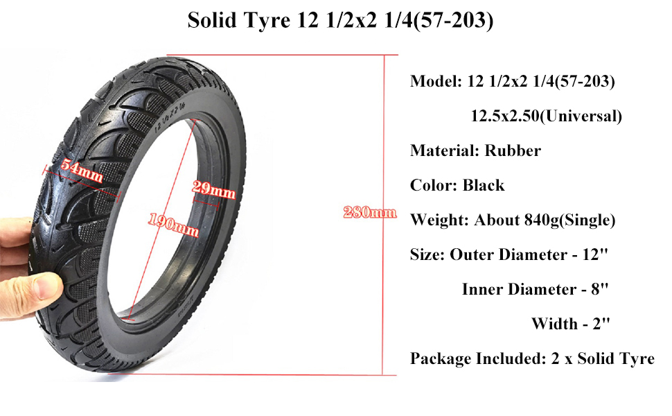 Amazon.com: 2PCS 12 Inch Solid Tires 12 1/2x2 1/4(57-203) For Electric Bike Scooter 12.5x2.5 ...
