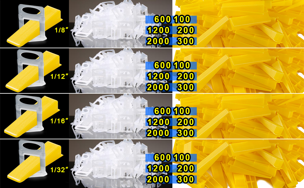 Tile Leveling System Clips 1/32" 2000 Piece Tile Spacers Clips and 300 ...