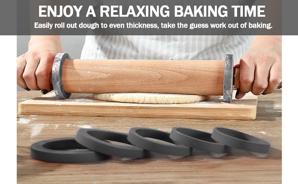 Amazon.com: Silicone Rolling Pin Rings for Dough Thickness (10 Pieces ...