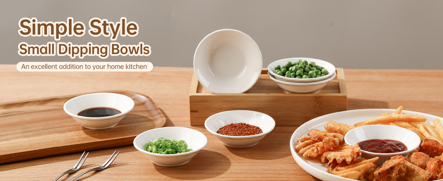 Amazon.com: AHX Ceramic Dipping Bowls - 3.9" Small Sauce Dishes - Modern Style White Dip Bowl ...