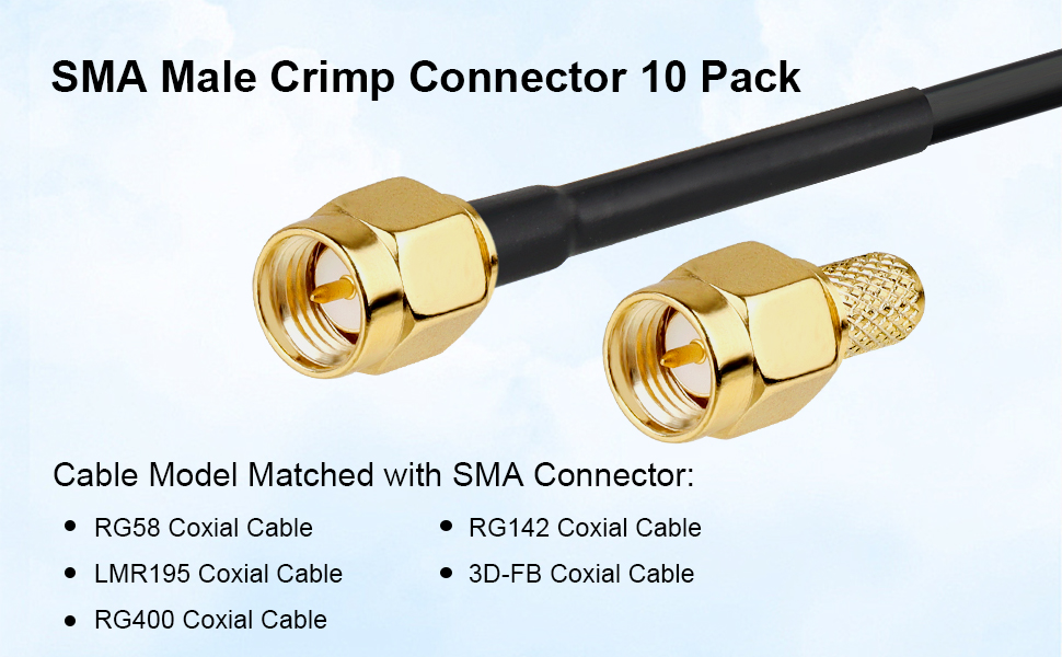 Amazon.com: MOOKEERF SMA Male Crimp Connector,SMA Male Plug Crimp RF Connector for RG58 RG142 ...